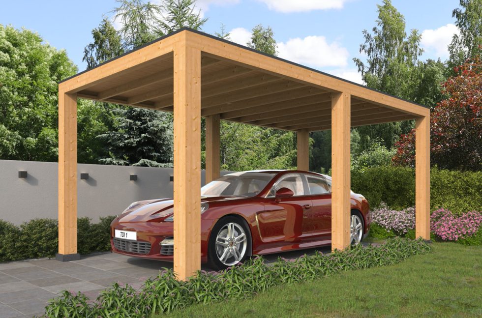 Holz Carport Bausatz Skanholz 171 Friesland Holzdach 187 Flachdach